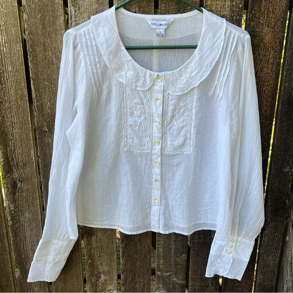 April Cornell | Tops | April Cornell Mae Longsleeve Cotton Peter Pan ...